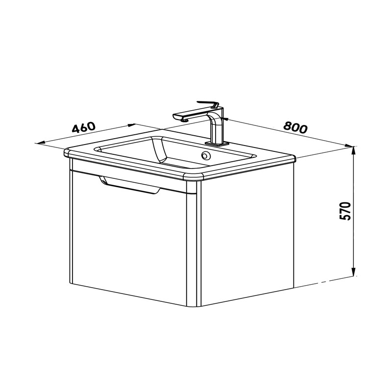 Stillo ormarić sa lavaboom 80cm | Diplon Kupatila